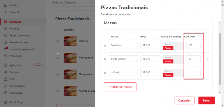 Como preencher o código PDV de Pizzas no iFood – Consumer